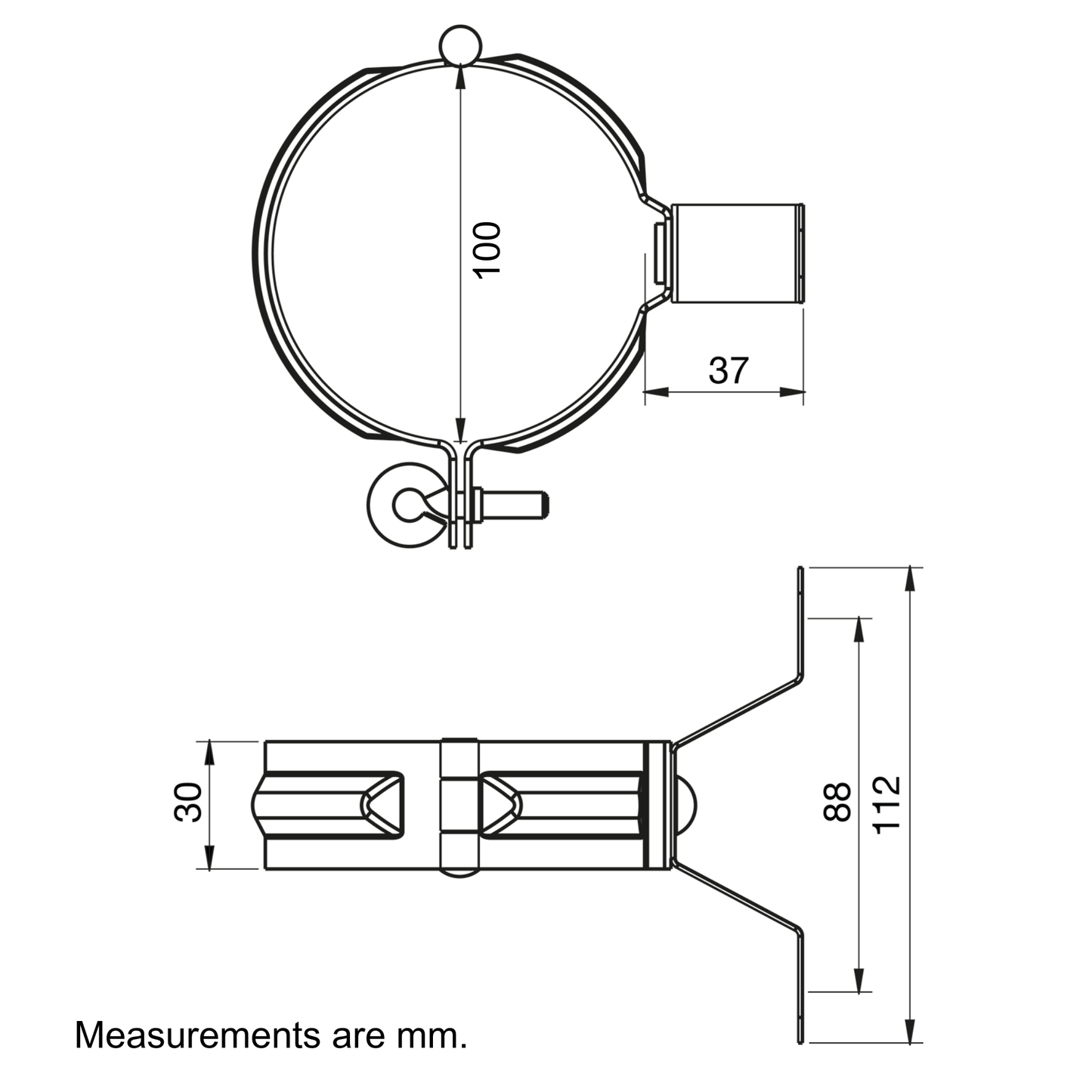Nordic Steel Round Downspout Bracket – 4" – Dark Bronze – RapidMaterials